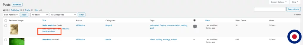 How To Create Duplicate Posts And Pages In Wordpress Vpsbasics 7181